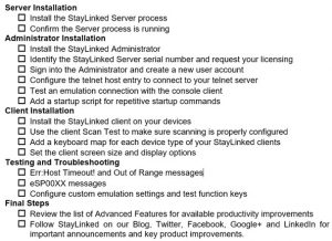 New Installation Checklist – StayLinked