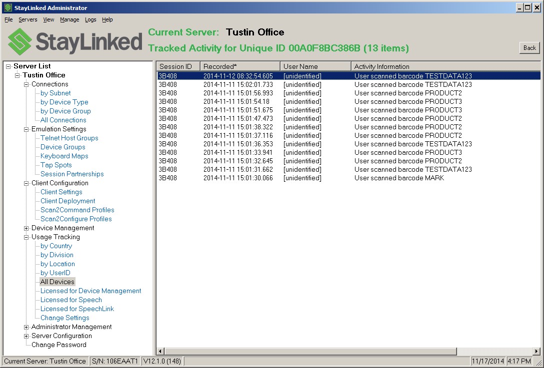 Displaying Usage Tracking Information – StayLinked